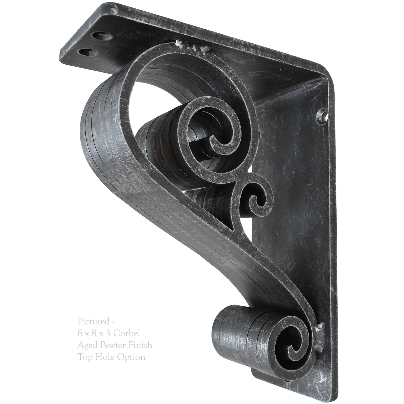 Classic Scroll Iron Corbel 3in Wide Countertop Support Bracket