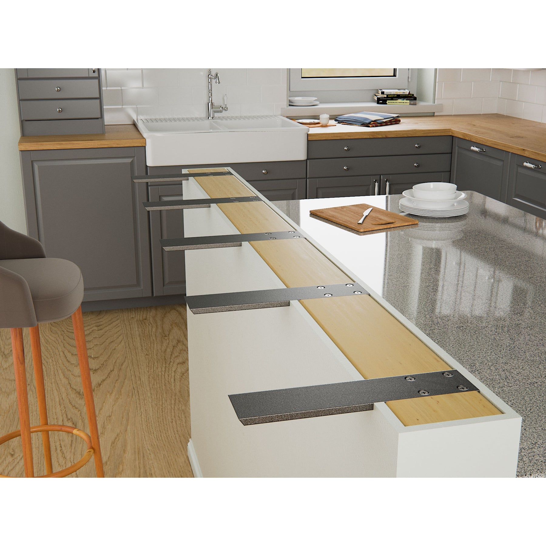 Hidden Support Brackets for Countertop Overhangs on Pony/Knee Walls ...
