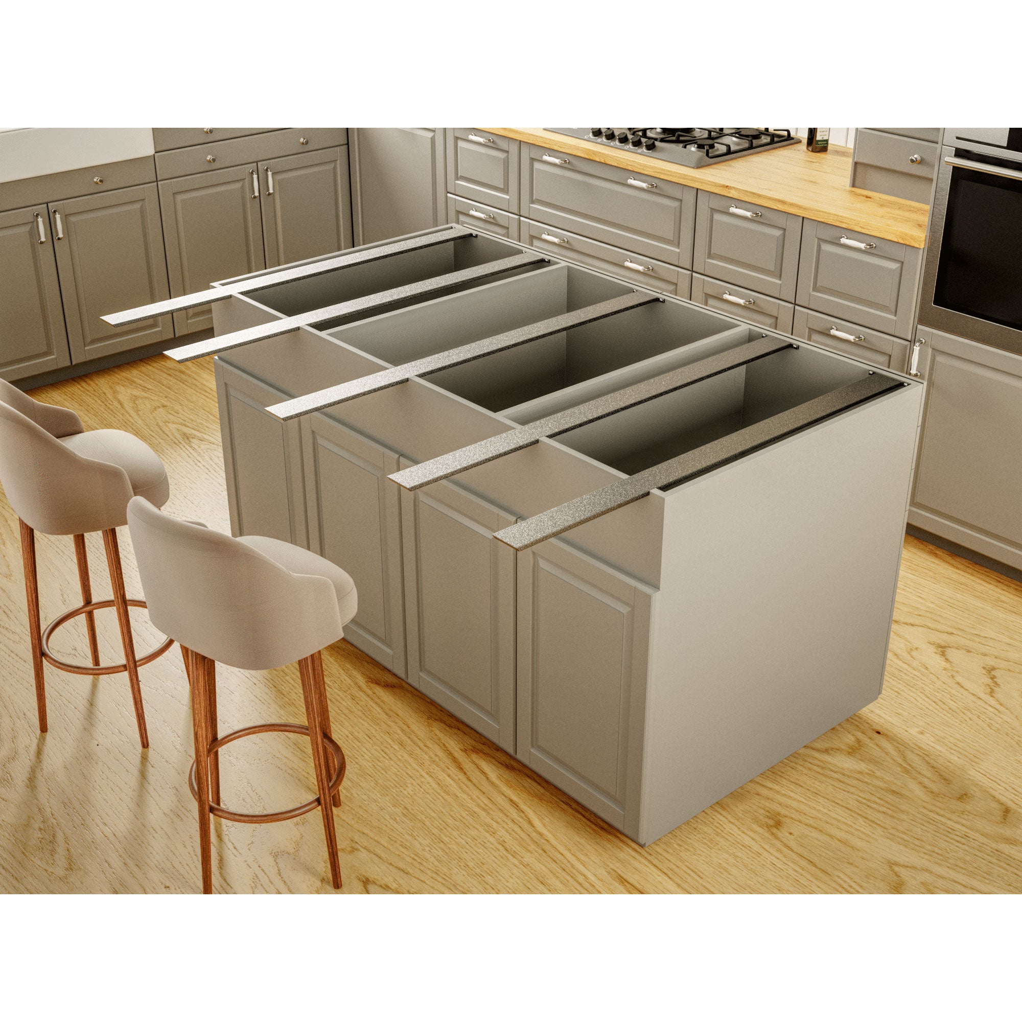 Hidden Island Countertop Bracket - High-Capacity Granite Support